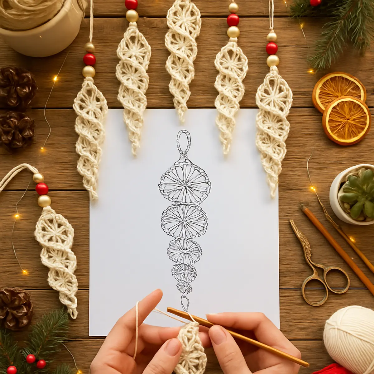 Crochet Christmas Spiral Icicle Ornaments Guide